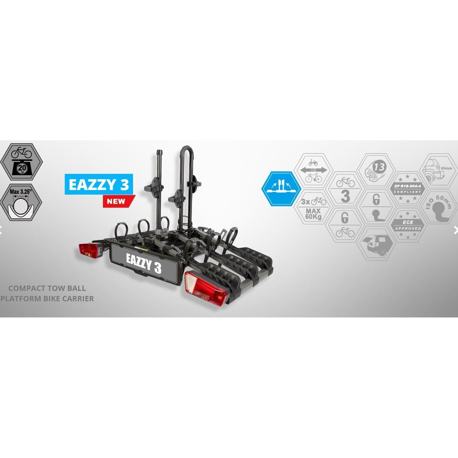 BUZZRACK Eazzy 3 Tow Ball Bike Rack - 3 Bike Platform – Bike Blvd