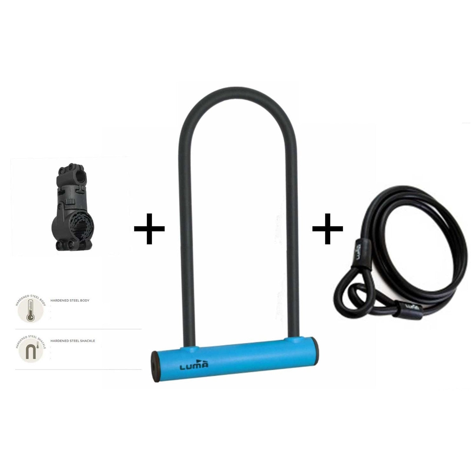 LUMA U Lock Set with Cable Loop & Mounting Bracket - 12mm Bar Thicknes ...