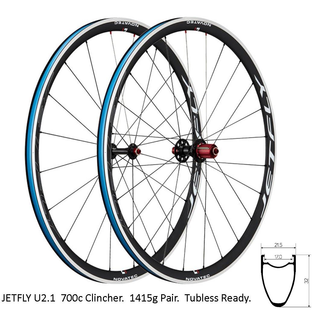 Novatec JETFLY U2.1 Wheelset - 700c Clincher Alloy Wheels, Tubeless Re ...