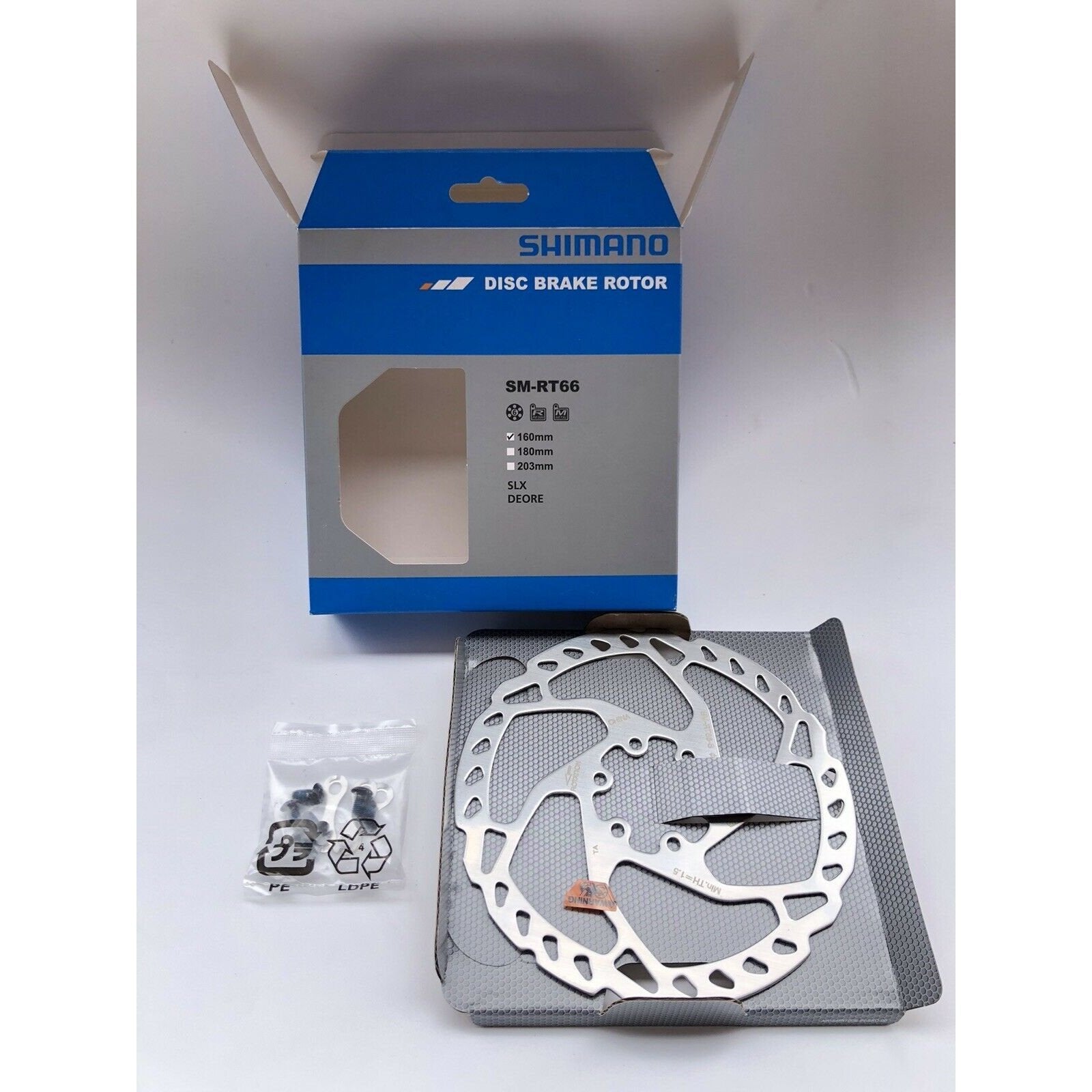 SHIMANO SM-RT66 SLX Disc Brake Rotor Stainless 6-Bolt 6" Inch 160mm De ...