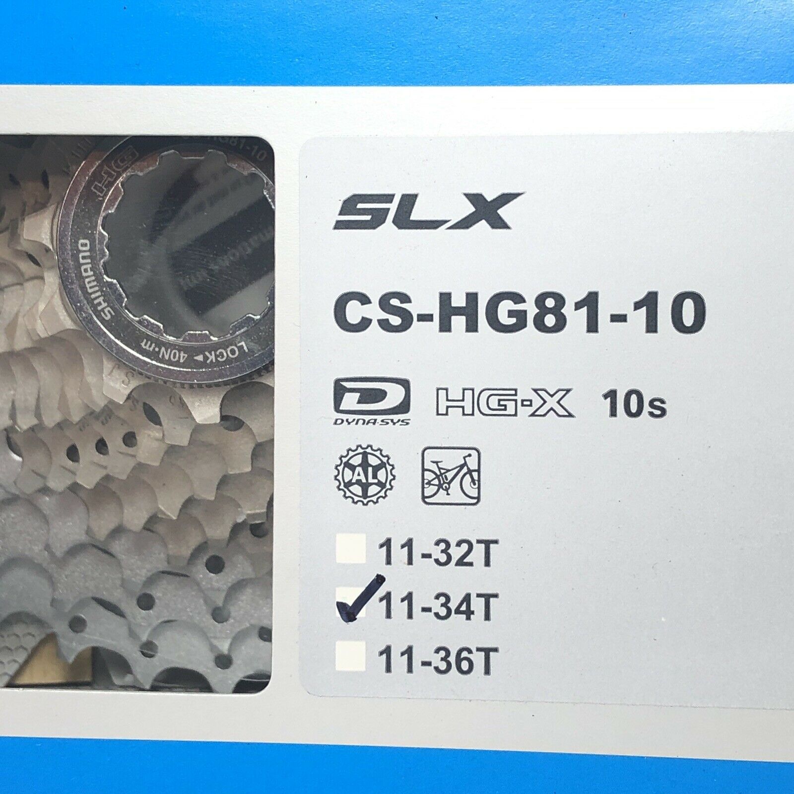 Shimano SLX 10Spd Cassette CS-HG81 11-34t 10-Speed Dyna-Sys Bike Gears ...