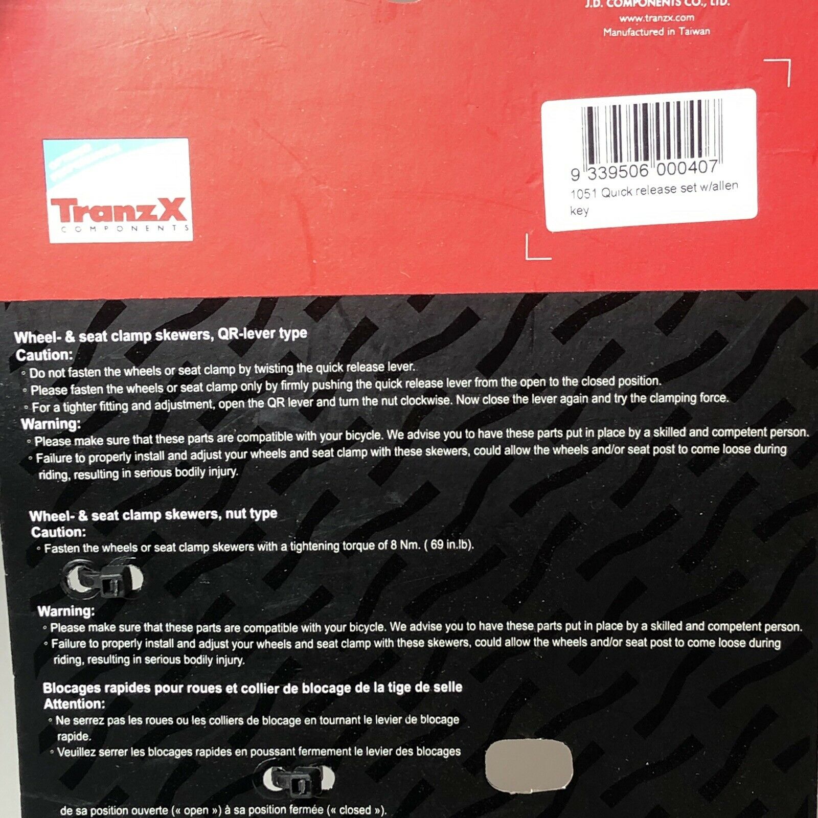 TRANZ X - Bike Axle Security Skewer Lock Quick Release Wheel Mtb/Road ...